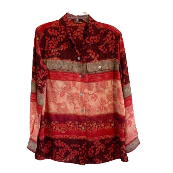 Vintage | Tops | Vintage Blouse Gorgeous Mixed Print Floral Rich Color ...